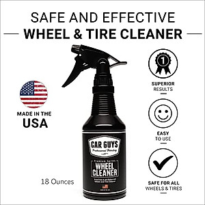 CAR GUYS Wheel Cleaner | Effective Rim and Tire Cleaner | Safe & Versatile Brake Dust Remover for Alloy, Chrome, Aluminum Rims, White Wall Tires, and More! | 18 Oz