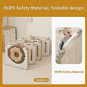 IFLETH Baby Playpen, Foldable Baby Playpen, Playpen for Babies and Toddlers, Baby Fence with Game Panel and Safety Gate, Adjustable Play Pens, Portable Kids Play Yards for Indoor, 18 Panels