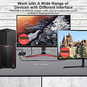 YIWENTEC USB-C USB3.1 Type-C 8K Switch Bi-Direction 8K@30Hz 4K@120Hz Power Delivery 100w 10Gbps Data Transfer Multi-Function Splitter Converter (8K)