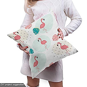 Ambesonne Tropical Fabric by The Yard, Flamingo Birds on Polka Dots Exotic Monstera Leaves Pastel Hawaiian, Decorative Fabric for Upholstery and Home Accents, 1 Yard, Coral Seafoam