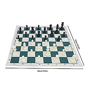 HERCHR Roll Up Chess Set, 32 Tournament Chess with Chess Board and Storage Bag Combo