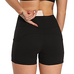 HLTPRO Spandex Biker Shorts for Women with Pockets, High Waisted Workout Gym Yoga Shorts