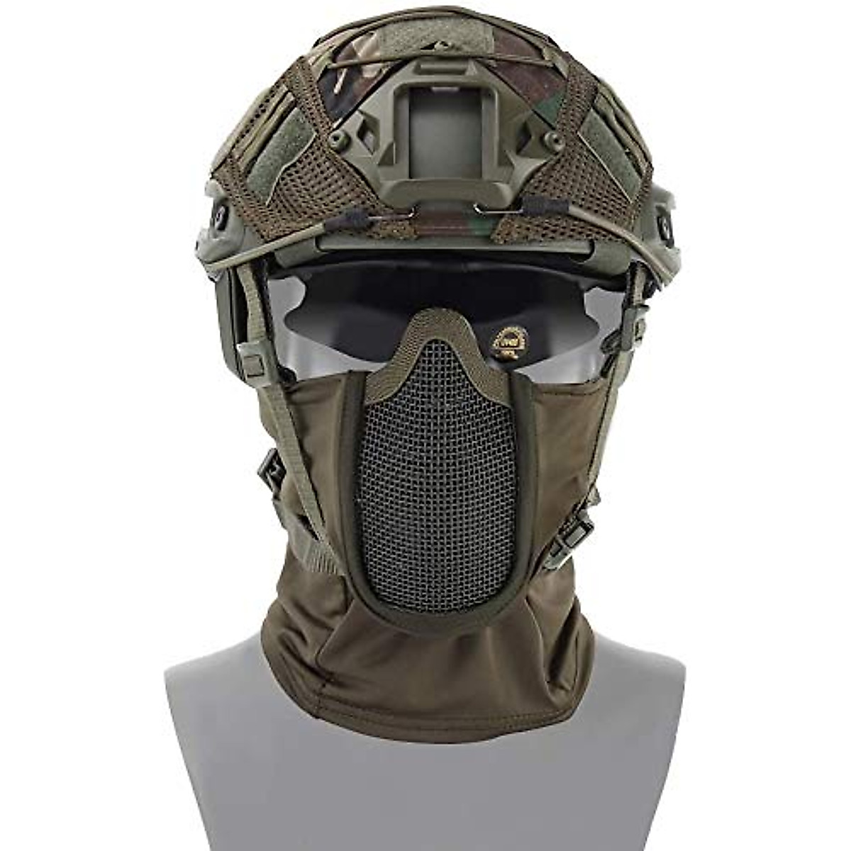 Tactical Air Gun Paintball Fast Helmet with Helmet Cover, Foldable Design Ninja Style Balaclava Mesh Mask and Tactical Goggles