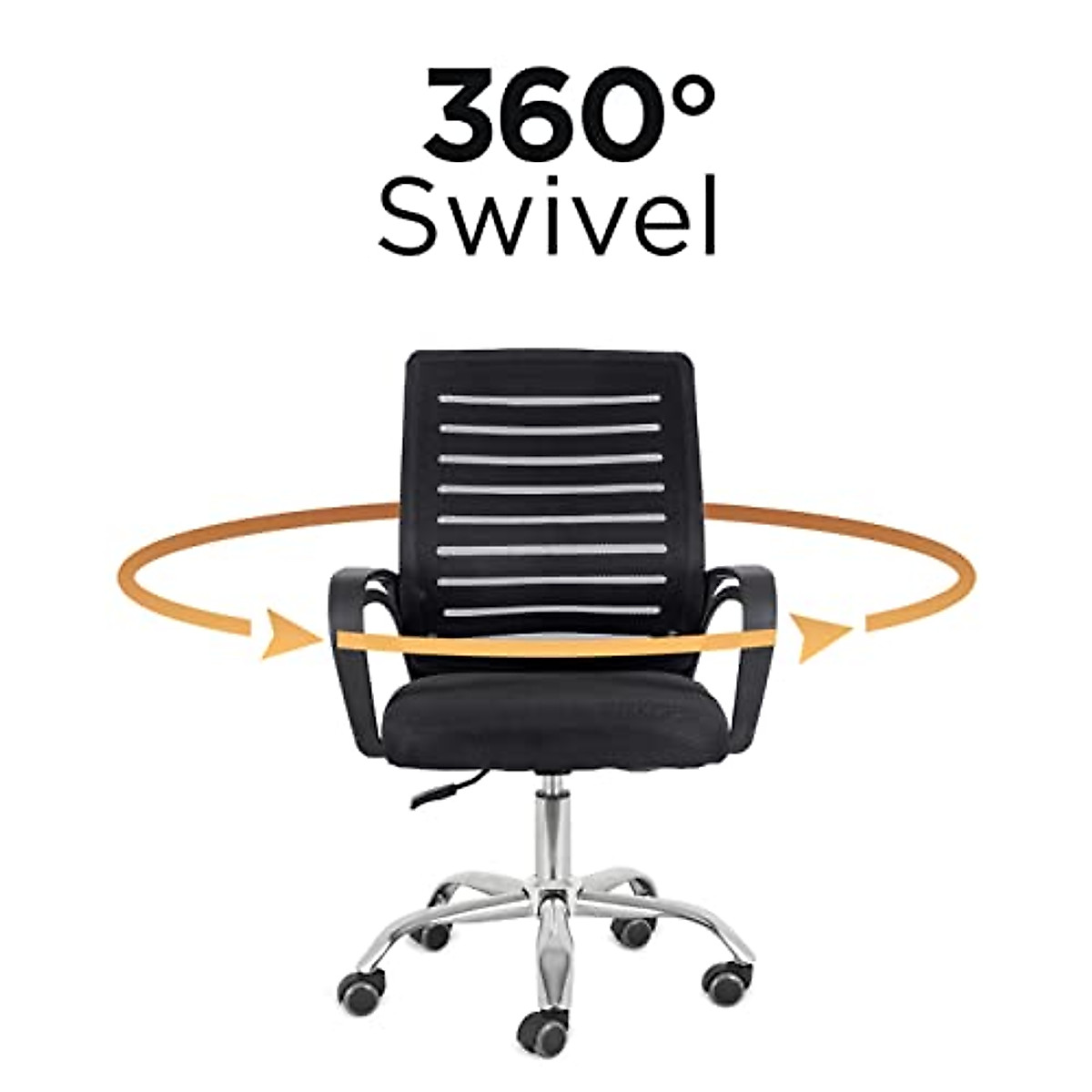 Comfty Mesh Office Chair with Mid Back and Chrome Base, 31.89”-35.04”, Black