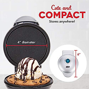 DASH Mini Maker Electric Round Griddle for Individual Pancakes, Cookies, Eggs & other on the go Breakfast, Lunch & Snacks with Indicator Light + Included Recipe Book - Silver