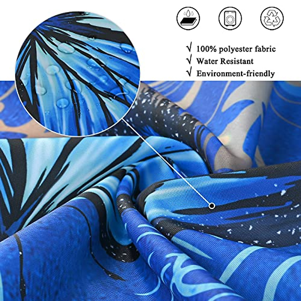 Claswcalor 4 Pcs Flower Butterfly Shower Curtain Set with Non-Slip Rug, Toilet Lid Cover and Bath Mat, Blue Floral Shower Curtain with 12 Hooks, Waterproof Fabric Shower Curtains for Bathroom Decor