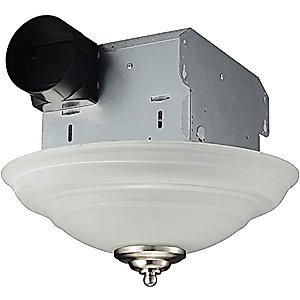 Lift Bridge Kitchen & Bath Decorative Round 70 CFM Bathroom Ceiling Ventilation & Exhaust Fan with Light and Glass Globe, Quiet 2.0 Sones Bath Fan