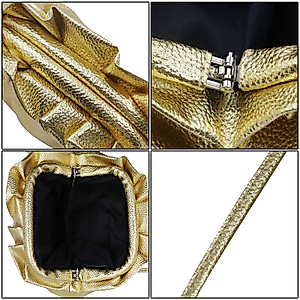 Women Cloud-Shaped Dumpling Bag Fashion Ruched Crossbody Bag Cell Phone Clutch Purse Clip Shoulder Handbag