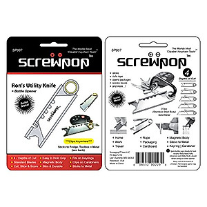 Screwpop Ron's Utility Knife 3.0 for Keychain and Carabiner Attachment also Magnetizes to (Appliances | Machines | Tool Boxes | Filing Cabinets | Metal Surfaces | Etc.) Stainless Steel