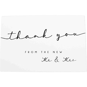 GSM Brands Thank You Cards for Wedding (Mr and Mrs Theme) - 100 Cards with Envelopes