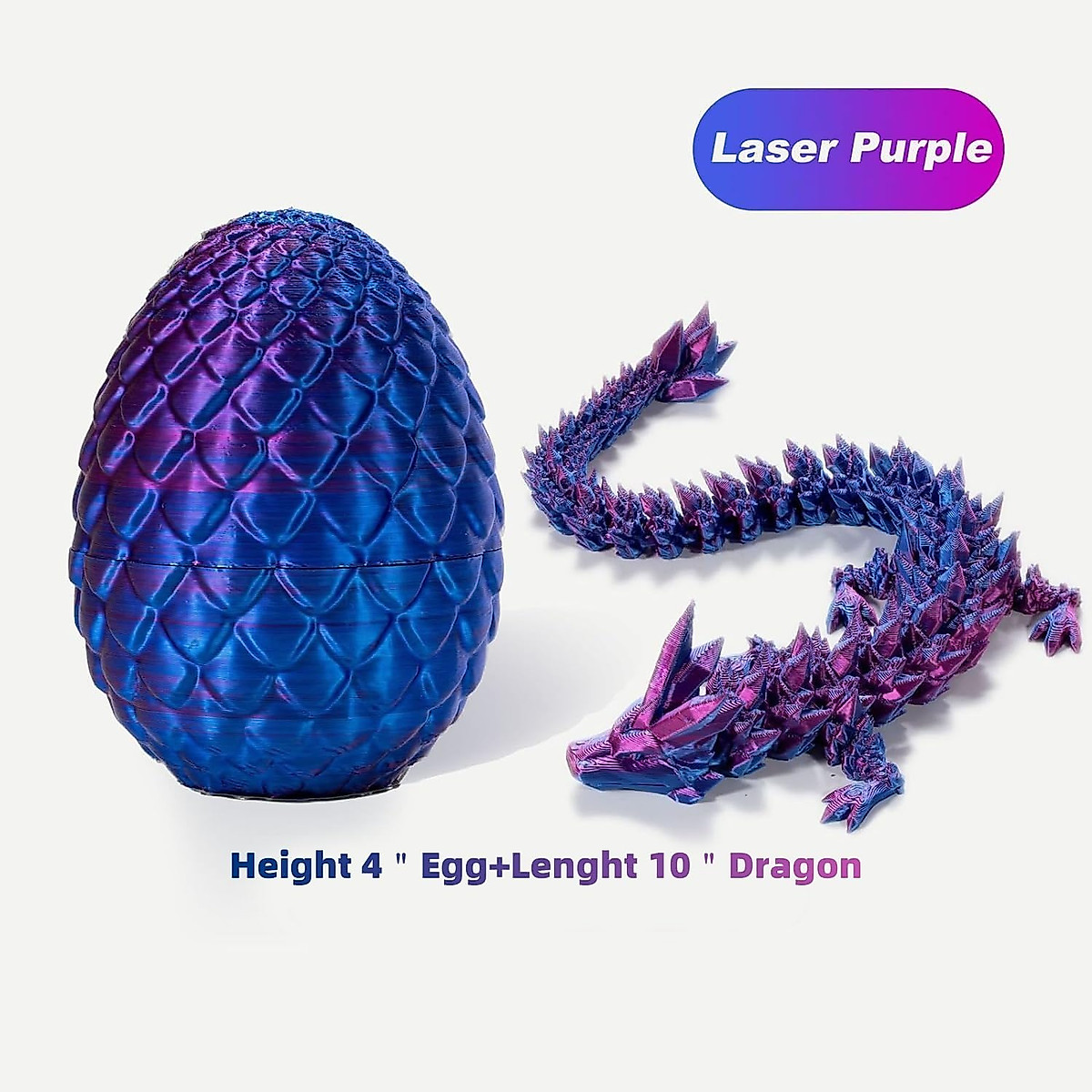 Easter Basket Stufers, 3D Printed Dragon Surprise Egg , Decorative Easter Egg fillers Easter Gifts for Boys Kids Home Decor, Executive Dragon Fidget Desk Toys (Purple)