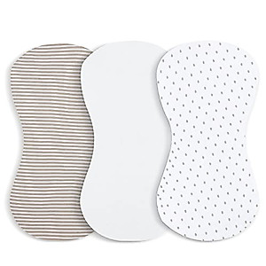 ORGANICKID Bassinet Sheets Fitted GOTS Certified Organic Cotton Non-Distracting Design Pack of 3