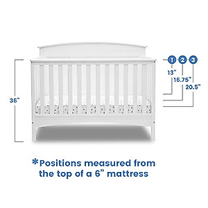 Delta Children Archer Solid Panel 4-in-1 Convertible Baby Crib - Greenguard Gold Certified, Bianca White
