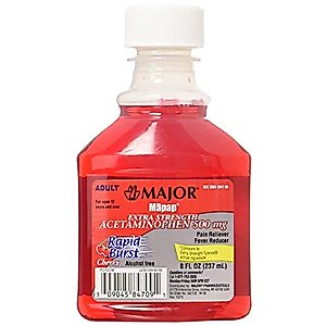 Mapap Adult Rapid Burst Cherry Extra Strength Acetaminophen Liquid 500mg/5ml 8 Ounce (Pack of 2)
