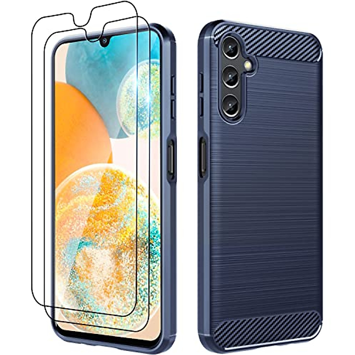 Dzxouui for Galaxy A14 5G Case Samsung Galaxy A14 5G Case with 2 Pack Screen Protector Slim Thin Rubber Shockproof Anti-Drop Galaxy A14 Phone Case for Samsung A14 5G Case(DL-Blue)