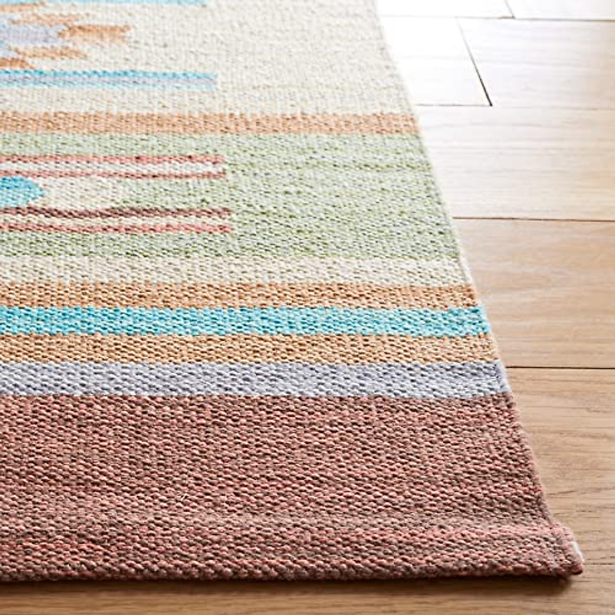 SAFAVIEH Cotton Kilim Collection Accent Rug - 4' x 6', Brown & Ivory, Handmade Southwestern Boho Tribal Cotton, Ideal for High Traffic Areas in Entryway, Living Room, Bedroom (KLC301T)