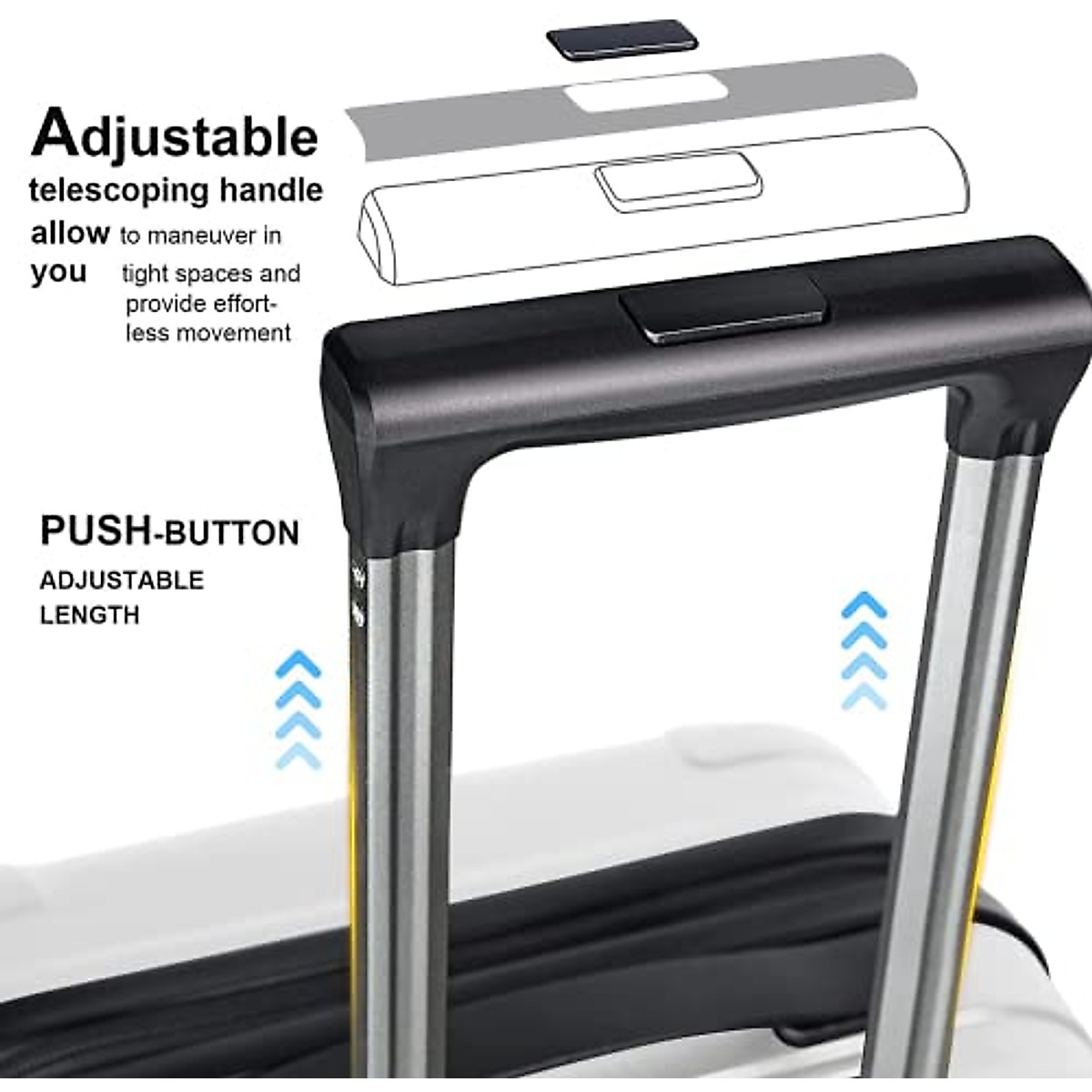GigabitBest Luggage Sets Clearance Spinner Wheels Suitcase 3 Piece Set PC+ABS with TSA Lock Carry on Hardshell Lightweight 20in 24in 28in, White