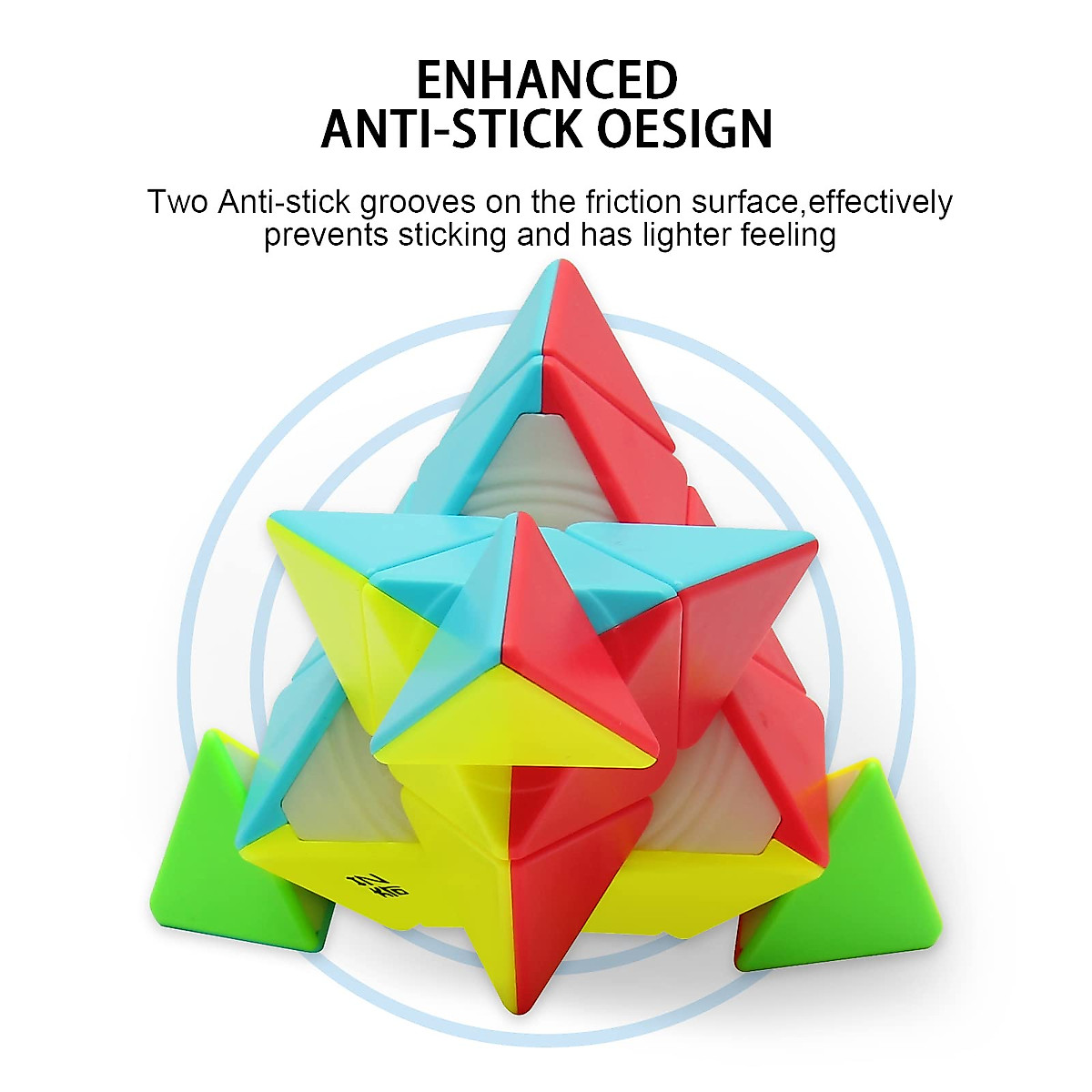 Z-Cube QY Toys Qiming S2 Pyraminx Cube Pyramid Speed Cube Puzzle Stickerless Magic Cube 3x3 Triangle Cube Puzzle Toy, (QY3076)