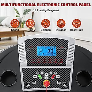 Treadmill for Home Folding Treadmill Running Machine Electric Treadmill with 3-Level Manuel Incline 15 Preset Training Programs on LCD Display and 2.5HP Power 8.5MPH Max Speed 220lbs Black
