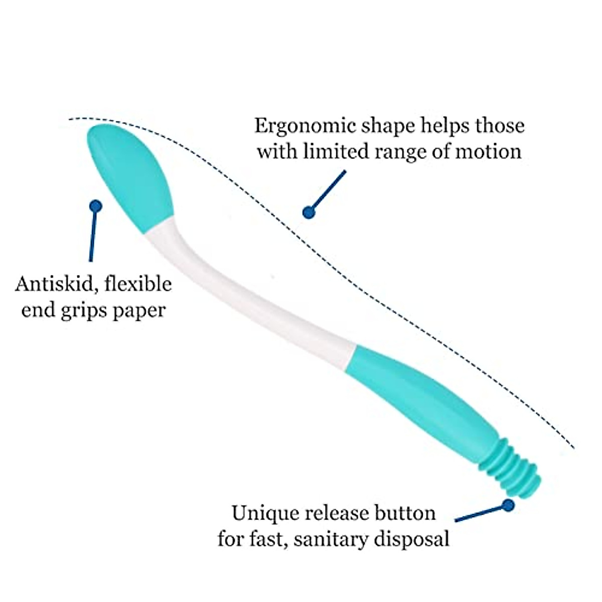 Toilet Paper Aid Wiper Toilet Tissue Aids Tool 15" Long Handle Reach Comfort Bottom Wiper Self Assist Wiping Toilet Aid Self Wipe Helper Assist Holder for Pregnant Elderly Disabled Limited Mobility