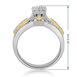 Jewelili Yellow Gold over Sterling Silver 1/5 Cttw Natural White Round Diamond Bridal Engagement Ring, Size 8