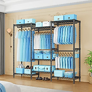 KnnJe Garment Rack Heavy Duty Clothes Rack Clothes Racks for Hanging Clothes, S8 + S7