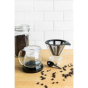 Bodum Melior Pour Over Borosilicate Glass Coffee Dripper with Carafe Lid and Stainless Steel Filter, 20 Ounce, Clear