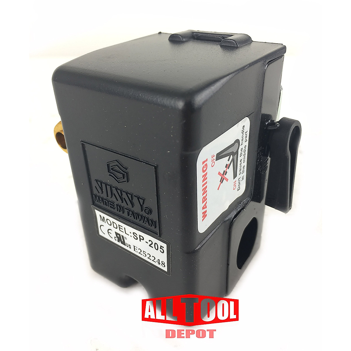 Heavy Duty Air Pressure Switch Sunny H4, 4 Port, 140-175 PSI, 25 Amp, Auto/Off Cut-Out Lever