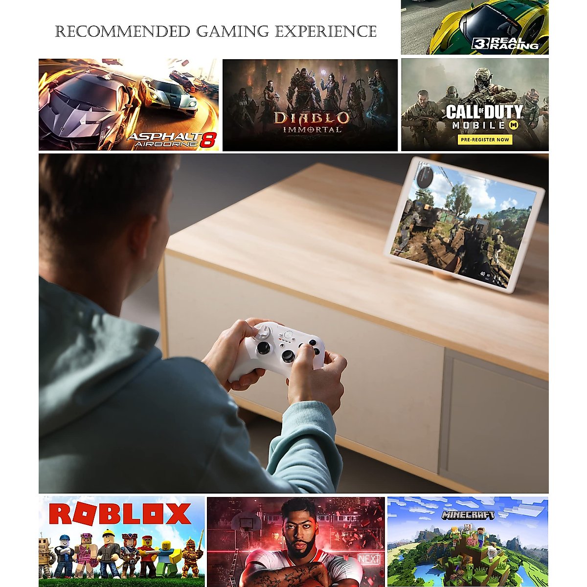BEITONG i1 MFi Game Controller For iPad iPhone IOS Gaming Controller 1000 mAh Battery Bluetooth Wireless Gamepad For Apple TV Arcade iPod Mobile Cloud Gaming (White New)
