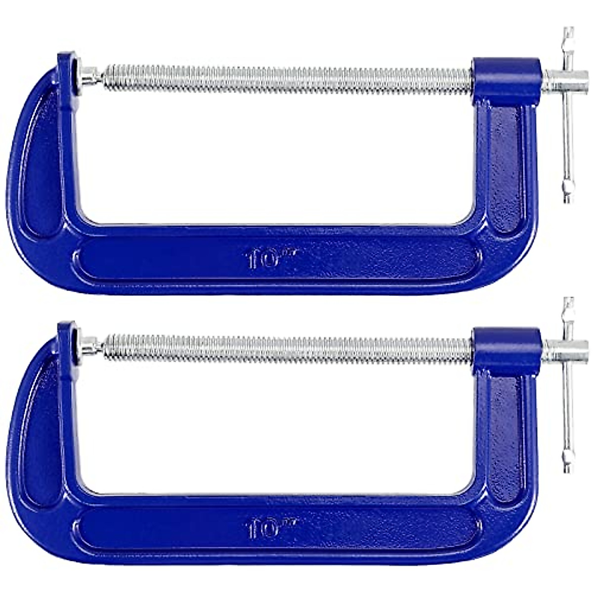 MUKLEI 2 Pack 10 Inch C-Clamp, Malleable Iron C-Clamp, Heavy Duty C-Clamp T-Bar Handle for Woodworking, Metalworking, 9 Inch Max Jaw Opening, 3.7 Inches Throat Depth