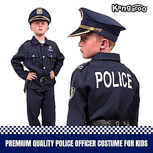 Kangaroo Deluxe Police Costume For Kids I Police Accessories Play Set I 13 Pcs Role Play Cop Costume & Dressup Accessories Include Police Hat, Shirt, Pants, Belt, Holster, and Whistle