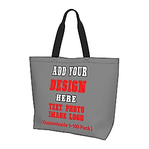Custom Bag Personalized Bag Customized Gifts For Women Design Company Logo Name Travel Bag Shopping Shoulder Bag Custom Gift Gray Tote Bag