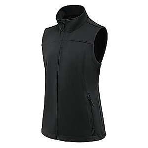 BALEAF Women's Lightweight Vest Softshell Sleeveless Jacket Windproof Stand Collar with Zipper Pockets Running Hiking Golf Black M
