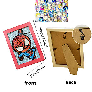 MYSNKU DIY Diamond Painting for Kids Full Drill Painting by Number Kits Arts Crafts Shimmer and Shine Sparkle Mosaics Sticker for Home Wall Decor Gifts for Christmas Birthday (Spiderman)