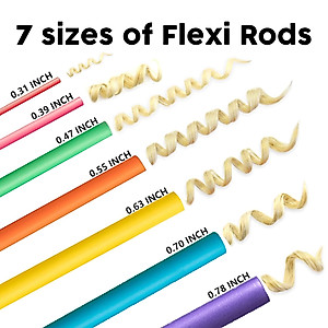 xnicx 47 pcs 7'' Hair Curlers Rollers Flexi Rods Flexible Curling Rods Set No Heat Heatless Bendy Foam Hair Curls for Long,Medium,Short Hair to Sleep in