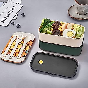 Cartoon Cute Little Lion Adult Lunch Box, Bento Box, With Cutlery Set Of 3, 2 Compartments, Rectangular, Lunch Box For Adults