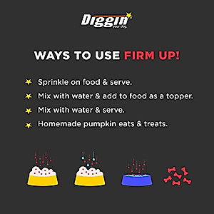 Diggin’ Your Dog Firm Up Pumpkin for Dogs & Cats with Cranberry, 100% Made in USA, Pumpkin Powder for Dogs, Digestive Support, Apple Pectin, Fiber, Healthy Stool, 4 oz