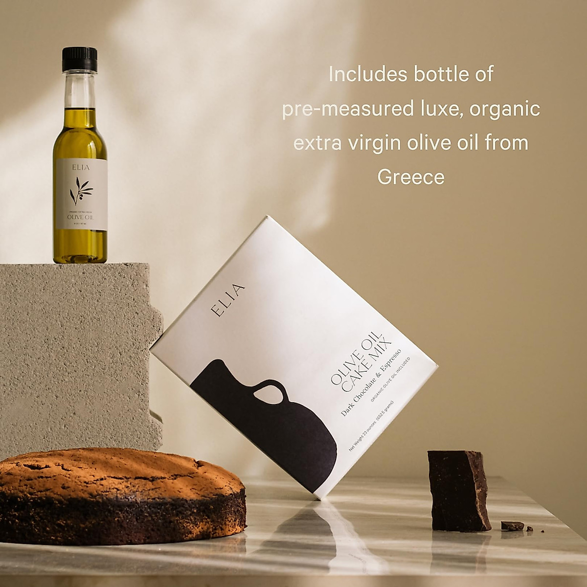 ELIA Olive Oil Cake Mix, Chocolate Espresso Organic Cake Mix, Hostess Gift, Organic and Non-GMO Baking Mix, Greek Extra Virgin Olive Oil Included, Natural Mediterranean Dessert, Foodie Gift, Chocolate Espresso, Pack of 1