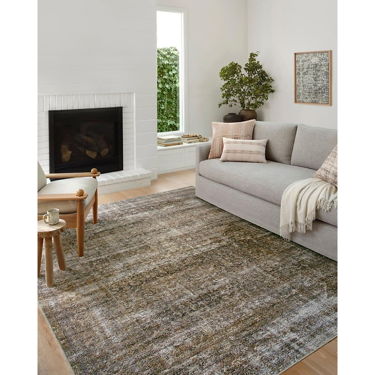 Loloi Amber Lewis Billie Collection, Tobacco & Rust 2'-0" x 5'-0" Area Rug – Antique & Distressed Accent Rugs for Living Room, Bedroom, Entryway & Hallway, No Shed High Traffic Area Home Decor Rug