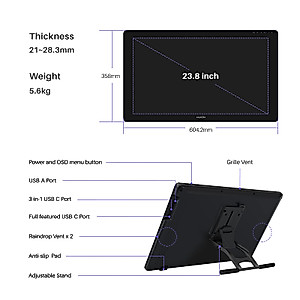 HUION Kamvas 24 Plus 2.5K QHD Graphic Drawing Tablet with Screen, 140% sRGB Full-Laminated QD Drawing Monitor with Battery-Free Stylus 8192 Pen Pressure Tilt for PC, Mac, Android, 23.8inch Pen Display