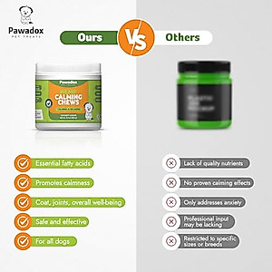 Pawadox - Hemp Calming Chews for Dogs, Easy to Digest, Made from Organic Hemp, Chamomile, Passion Flower for Dog Anxiety Relief, SQF Certified Facility, Tasty Duck Flavor - 120 Soft Chews