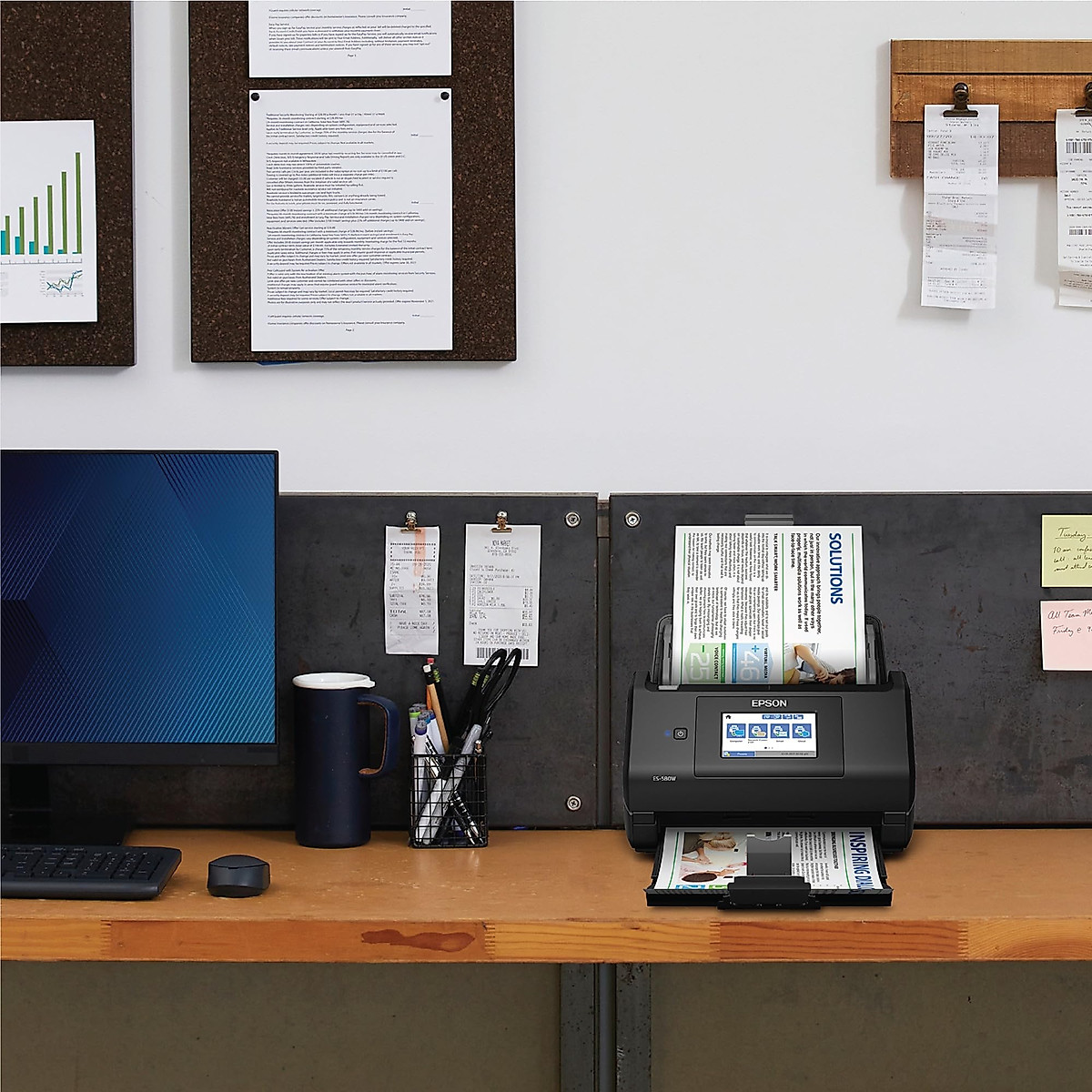 Epson Workforce ES-580W Wireless Color Duplex Desktop Document Scanner for PC and Mac with 100-sheet Auto Document Feeder (ADF) and Intuitive 4.3" Touchscreen