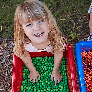 ECR4Kids 2-Station Sand and Water Adjustable Play Table, Sensory Bins, Blue/Red
