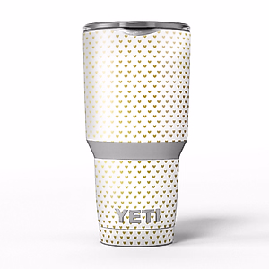 Design Skinz Tiny Golden Hearts Pattern - Skin Decal Vinyl Wrap Kit Compatible with The Yeti Rambler Cooler Tumbler Cups