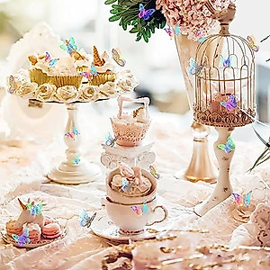 48Pcs 3D Butterfly Wall Stickers Laser Silver Butterfly Decors 4 Styles 3 Sizes Removable Butterfly Decorations Perfect for Birthday Wedding Party Classroom Girls Bedroom Decor