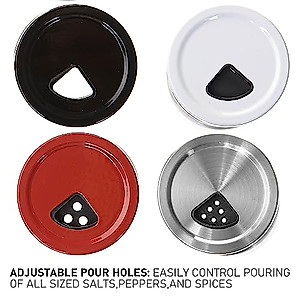 Stainless Steel Salt And Pepper Shakers Set,with Clear Glass Bottom,Spice Shakers with Adjustable Pour Holes,Classic Salt Pepper Shaker for Table,RV,Camp,BBQ(2 PACK)