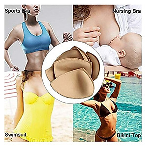 3 Pairs Triangle Shape Removable Sponge Bra pad Breathable Bra Push Up Bra Breast Insert Pads Breast Enhancers Shaper for Bikini Swimsuit Sports Bra Yoga Bra Beige