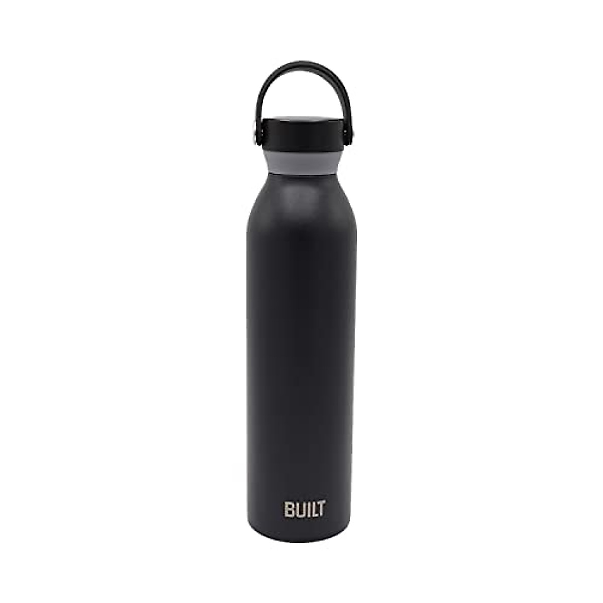 BUILT 24 Ounces Cascade Double Wall Vacuum Insulated Stainless Steel Bottle with Twist Lid with Handle, Black
