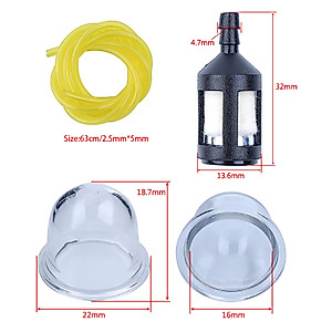 Adefol Fuel Filter + Fue Line+Primer Bulb for Homelite BP250 HB18V GST GST18 GSTBC HBC18 HBC30 HBC30B HGT HLT15 HLT16 HLT17C HLT18 HLT28 HT17 HT19 ST175G ST185 String Trimmer Blower