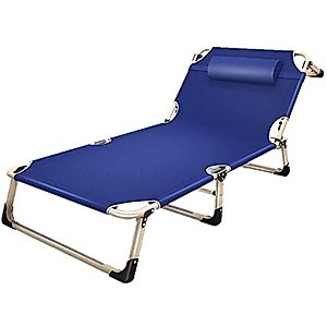XZGDEN Lightweight Folding Deck Chair Portable Folding Outdoor Beach Lounge Chair Adjustable Reclining Chaise Sun Lounger Garden Chairs (Color : Gray, Size : 194x68cm) (Color : Blue, Size : 194x68cm)
